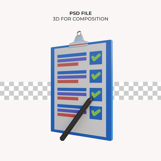 Premium PSD | 3d illustration checking checklist premium psd Premium PSD | 3d illustration checking checklist premium psd