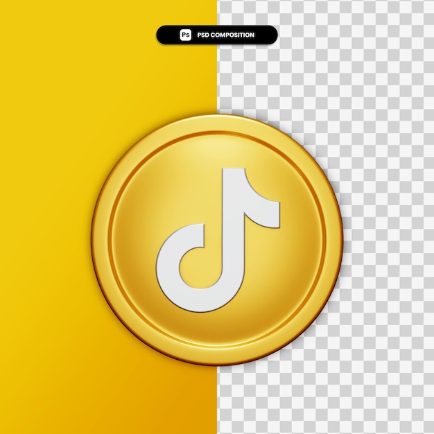 Premium PSD | 3d rendering tiktok icon on golden circle isolated Premium PSD | 3d rendering tiktok icon on golden circle isolated