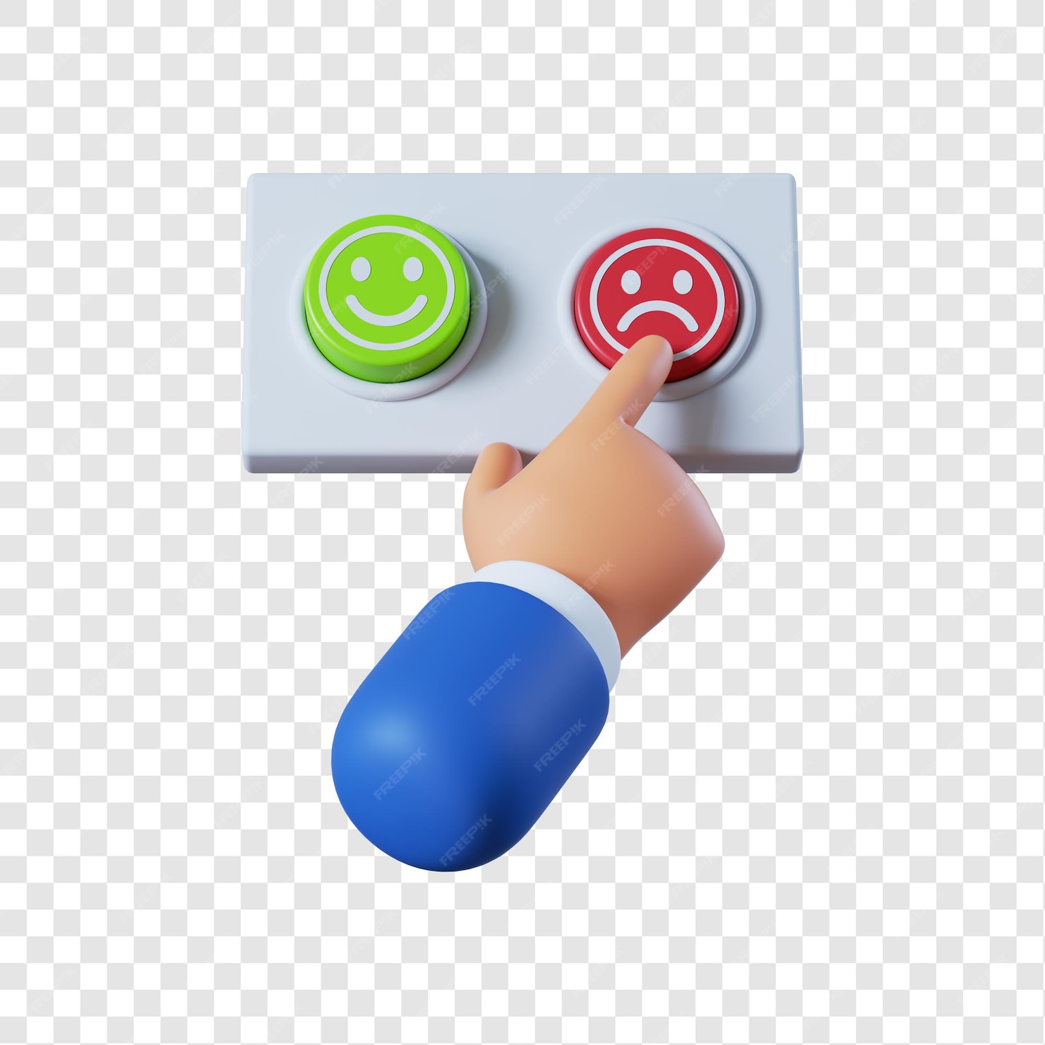 Premium PSD | Cartoon businessman hand pressing red button Premium PSD | Cartoon businessman hand pressing red button