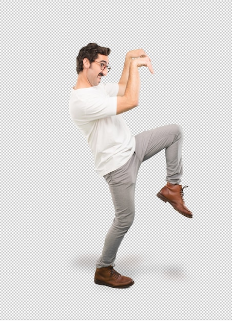 Premium PSD | Crazy man dancing Premium PSD | Crazy man dancing