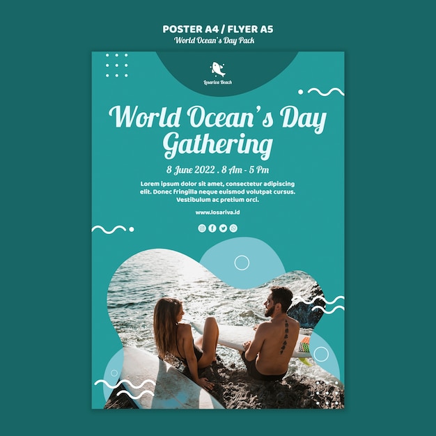 Free Psd Flyer Template With World Oceans Day