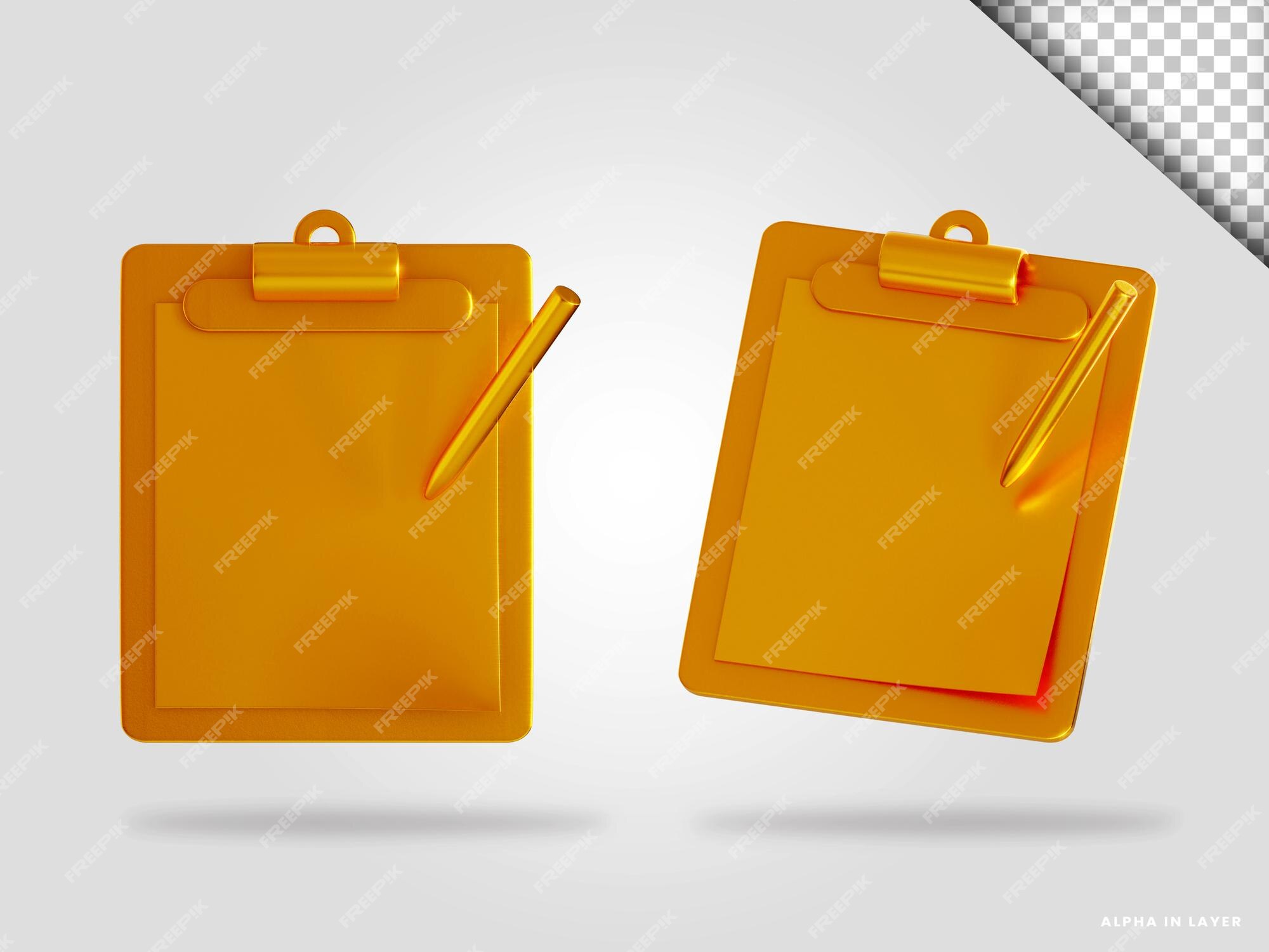 Premium PSD | Golden clipboard 3d render illustration isolated Premium PSD | Golden clipboard 3d render illustration isolated