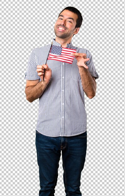 Premium PSD | Happy handsome man holding an american flag Premium PSD | Happy handsome man holding an american flag