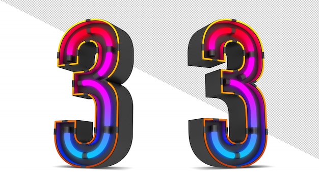 Premium PSD | Neon light number. Premium PSD | Neon light number.