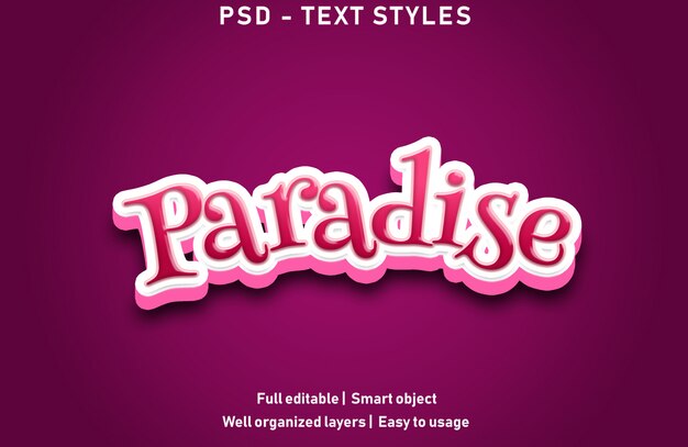 Premium PSD | Paradise text effects style editable psd Premium PSD | Paradise text effects style editable psd