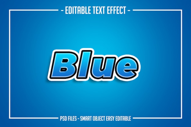 Premium Psd Simple Modern Blue Text Style Editable Font Effect