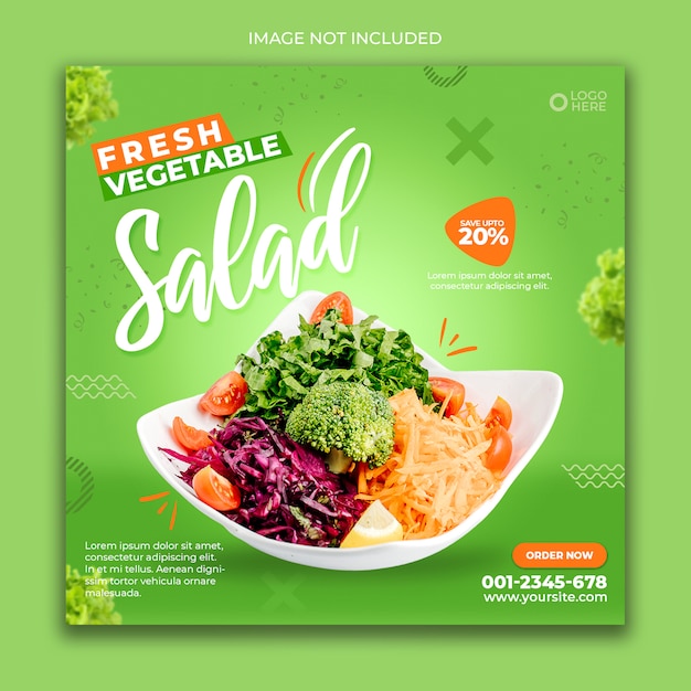 Premium PSD | Social media banner post food green salad Premium PSD | Social media banner post food green salad