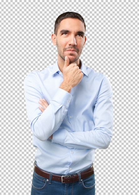 Premium PSD | Thoughtful young man Premium PSD | Thoughtful young man