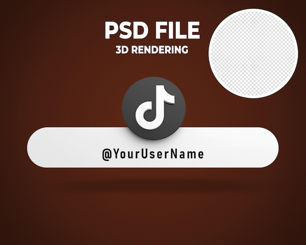 Tiktok 하단 세 번째 배너 로고 3d 렌더링 프리미엄 Psd 파일