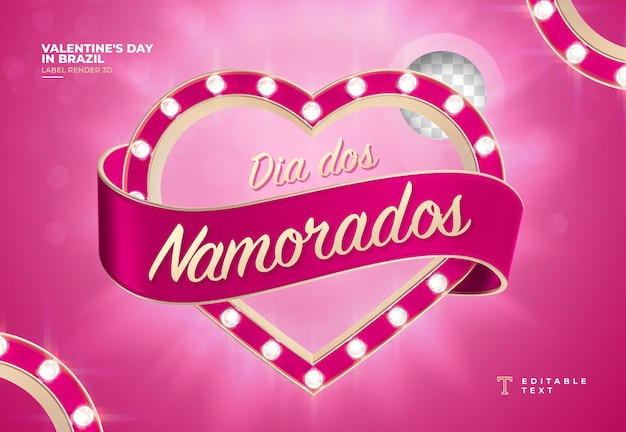 Premium Psd Valentines Day In Brazilian In 3d Rendering