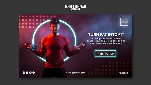 Premium PSD | Workout concept horizontal banner template Premium PSD | Workout concept horizontal banner template