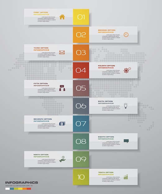Premium Vector | 10 steps timeline infographic element. Premium Vector | 10 steps timeline infographic element.