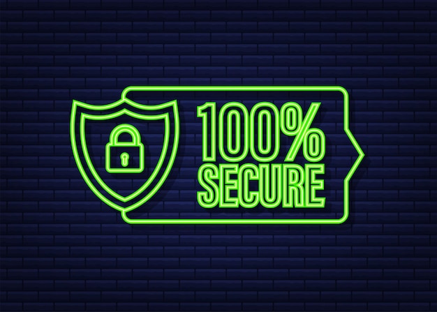 Premium Vector | 100 secure grunge vector neon icon. badge or button ... Premium Vector | 100 secure grunge vector neon icon. badge or button ...