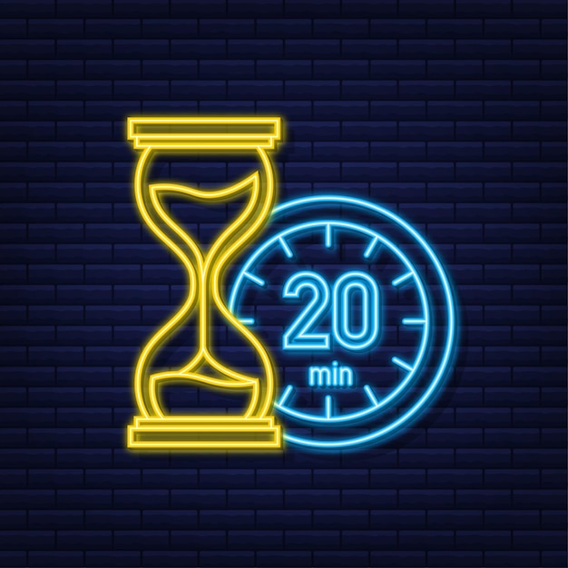 Premium Vector | The 20 minutes stopwatch vector neon icon stopwatch ... Premium Vector | The 20 minutes stopwatch vector neon icon stopwatch ...