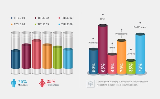 Premium Vector | 3d bar chart round pipe style vector infographic Premium Vector | 3d bar chart round pipe style vector infographic