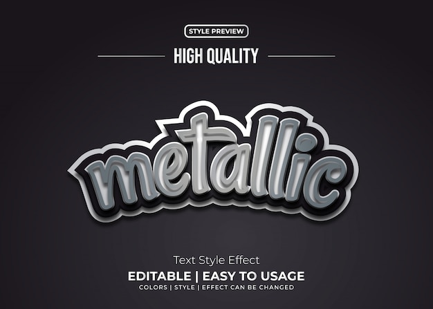 Premium Vector 3d Metallic Text Style With Embossed Effect