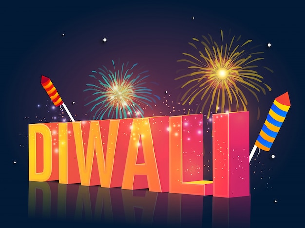 Premium Vector | 3d text diwali with firecrackers. Premium Vector | 3d text diwali with firecrackers.