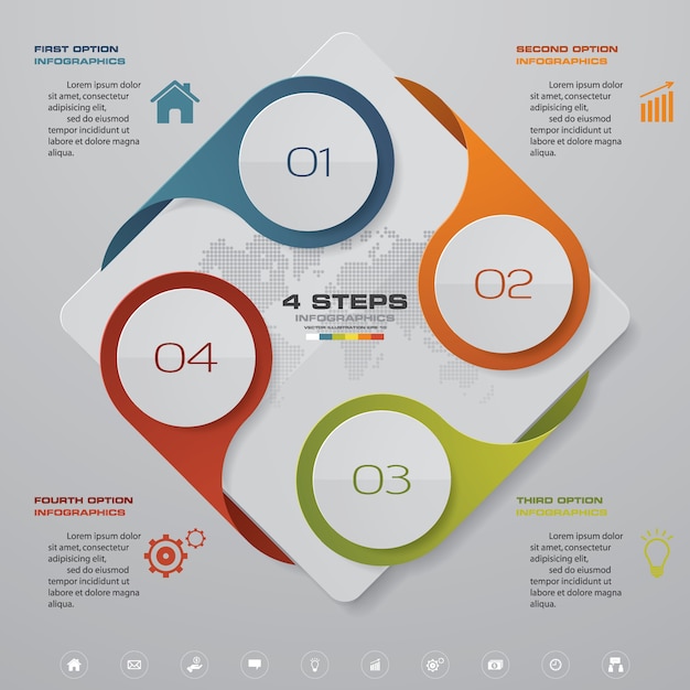 Premium Vector | 4 steps process design infographics element. Premium Vector | 4 steps process design infographics element.