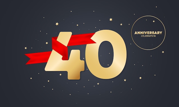 흰색에 빨간 리본이 달린 40년 기념일 배너 40주년 기념 포스터 또는 브로셔 템플릿입니다 벡터 Eps 10입니다 배경에