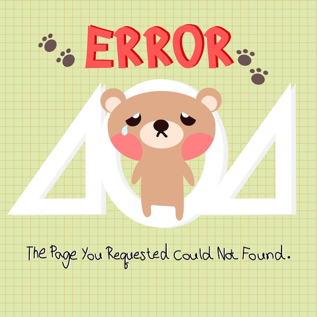 404 error web template with little bear background | Premium Vector 404 error web template with little bear background | Premium Vector