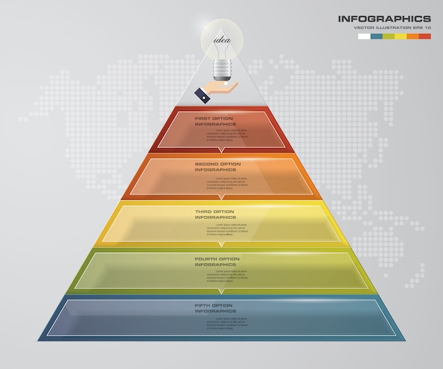 Premium Vector | 5 steps pyramid infographics element for presentation. Premium Vector | 5 steps pyramid infographics element for presentation.