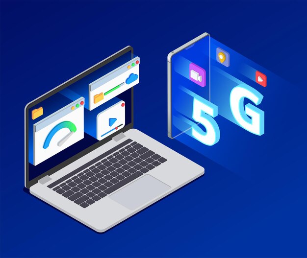 Premium Vector | 5g high speed internet isometric composition Premium Vector | 5g high speed internet isometric composition