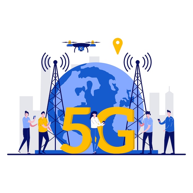 Premium Vector 5g Network Wireless Technology Concept With Tiny