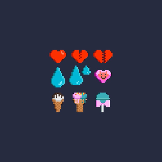 Premium Vector | 8 bit pixel emoticon set Premium Vector | 8 bit pixel emoticon set