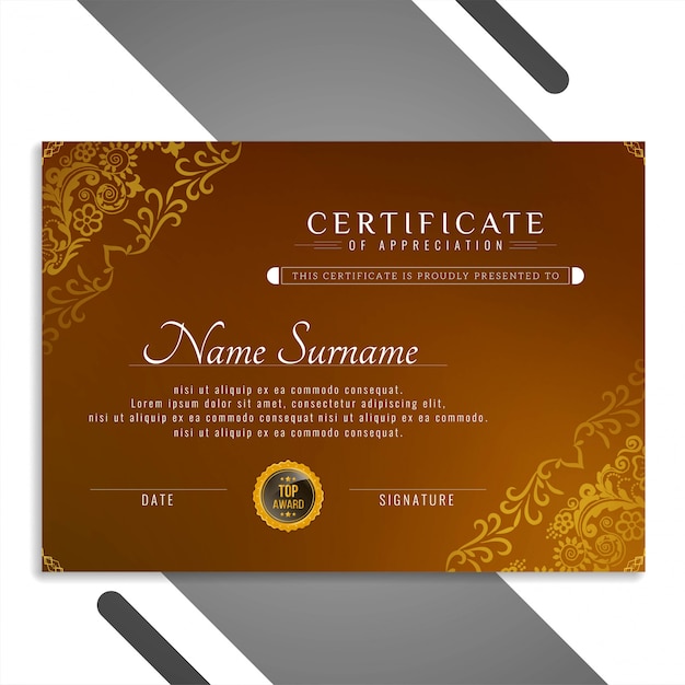 Free Vector Abstract Beautiful Certificate Template Design
