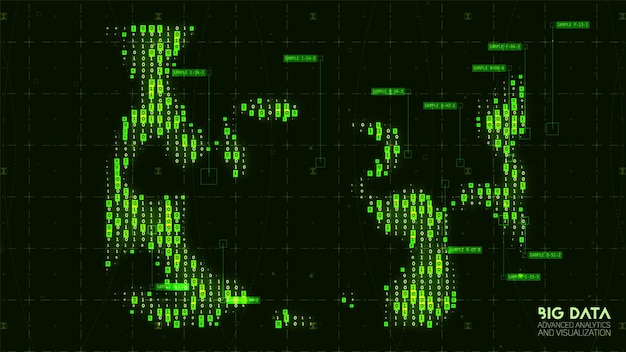 Premium Vector Abstract Big Data Visualization Blue Flow Of Data As Numbers Strings