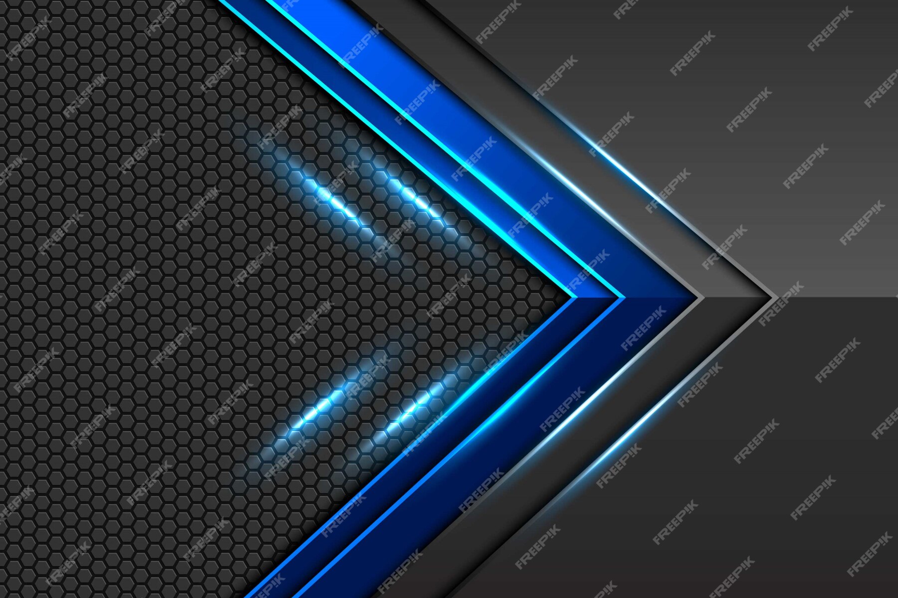Premium Vector Abstract Blue Dark Grey Metallic Arrow Direction With Hexagon Mesh Pattern And 