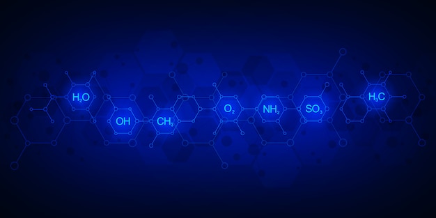 Premium Vector | Abstract chemistry pattern on dark blue background ... Premium Vector | Abstract chemistry pattern on dark blue background ...