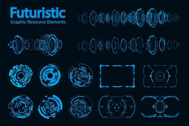 Premium Vector | Abstract futuristic elements pack Premium Vector | Abstract futuristic elements pack
