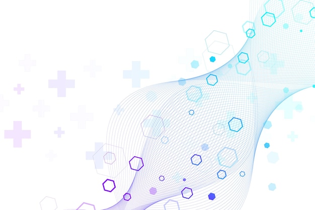 Premium Vector | Abstract hexagonal background with waves. hexagonal molecular structures ...