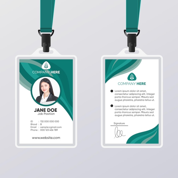 Premium Vector Abstract Id Card Green Template