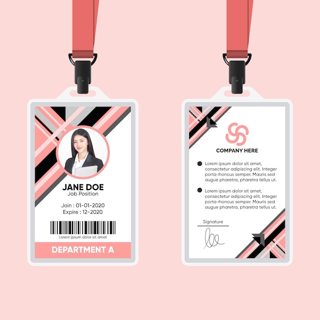 Premium Vector Abstract Id Card Pink Template