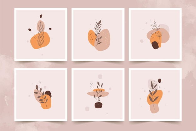 Premium Vector | Abstract minimalist flower posters set Premium Vector | Abstract minimalist flower posters set