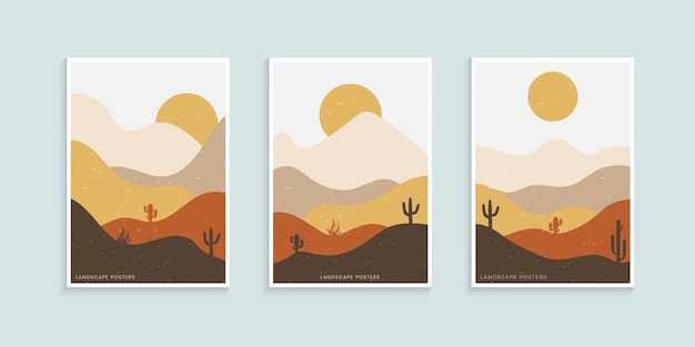 Premium Vector | Abstract minimalist landscape poster Premium Vector | Abstract minimalist landscape poster