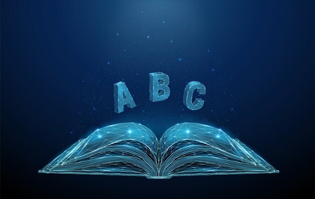 Premium Vector | Abstract open book with flying letters abc Premium Vector | Abstract open book with flying letters abc