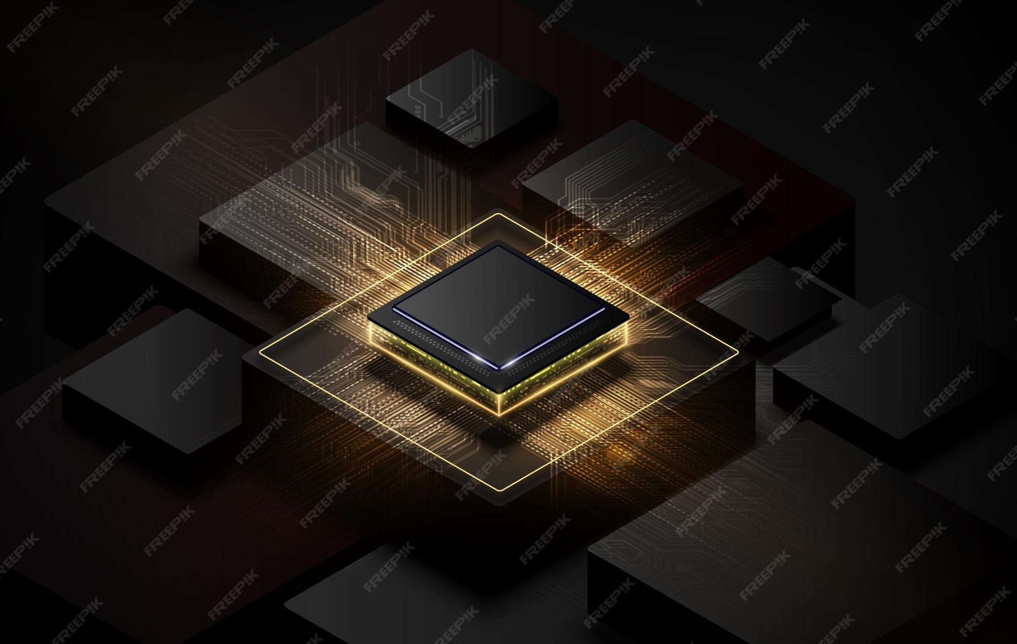 Premium Vector Abstract Technology Chip Processor Background Circuit Board And Html Code3d