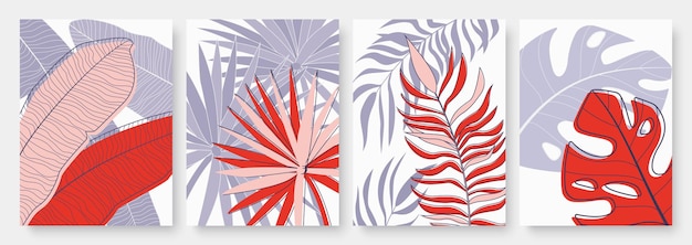Premium Vector | Abstract tropical palm tree leaves set template Premium Vector | Abstract tropical palm tree leaves set template