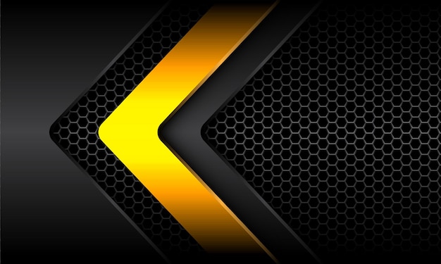 Premium Vector Abstract Yellow Grey Arrow Shadow Direction On Hexagon Mesh Background