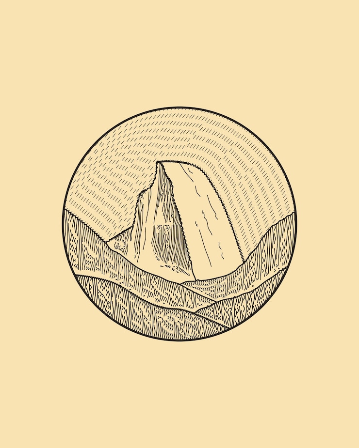 Premium Vector Abstract Yosemite National Park In Mono Line Art