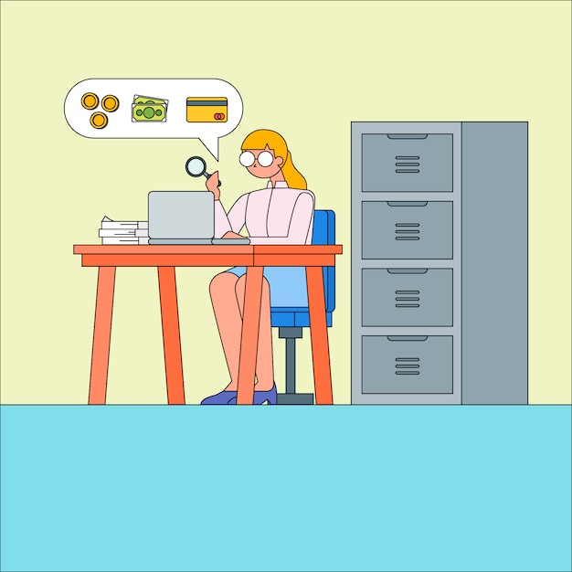 Premium Vector | Accountant character office Premium Vector | Accountant character office