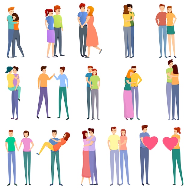 Premium Vector Affection Icons Set Cartoon Style