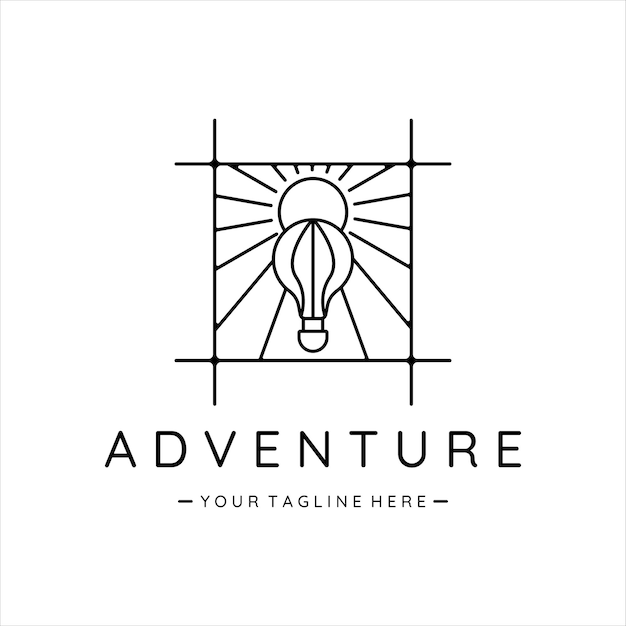 Premium Vector | Air balloon logo line art simple minimalist vector ... Premium Vector | Air balloon logo line art simple minimalist vector ...
