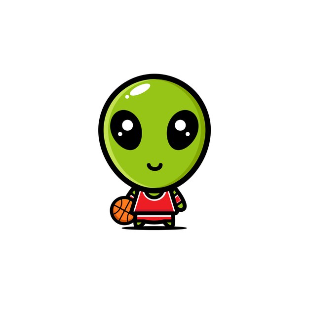 Premium Vector | Alien wearing a basketball shirt character Premium Vector | Alien wearing a basketball shirt character