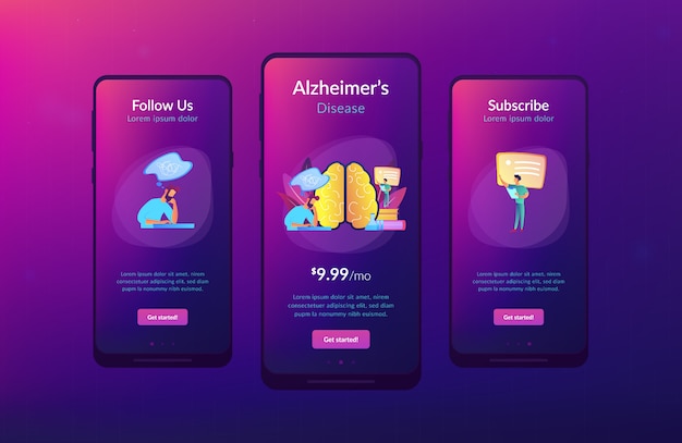 Premium Vector | Alzheimer disease app interface template. Premium Vector | Alzheimer disease app interface template.