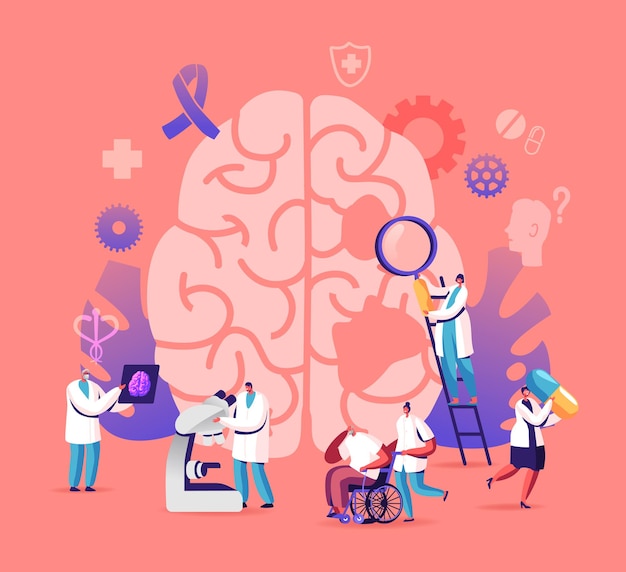 Premium Vector | Alzheimer disease concept. cartoon flat illustration Premium Vector | Alzheimer disease concept. cartoon flat illustration