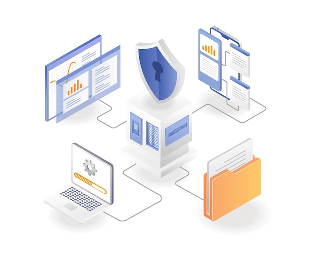 Premium Vector | Analyst data server security Premium Vector | Analyst data server security